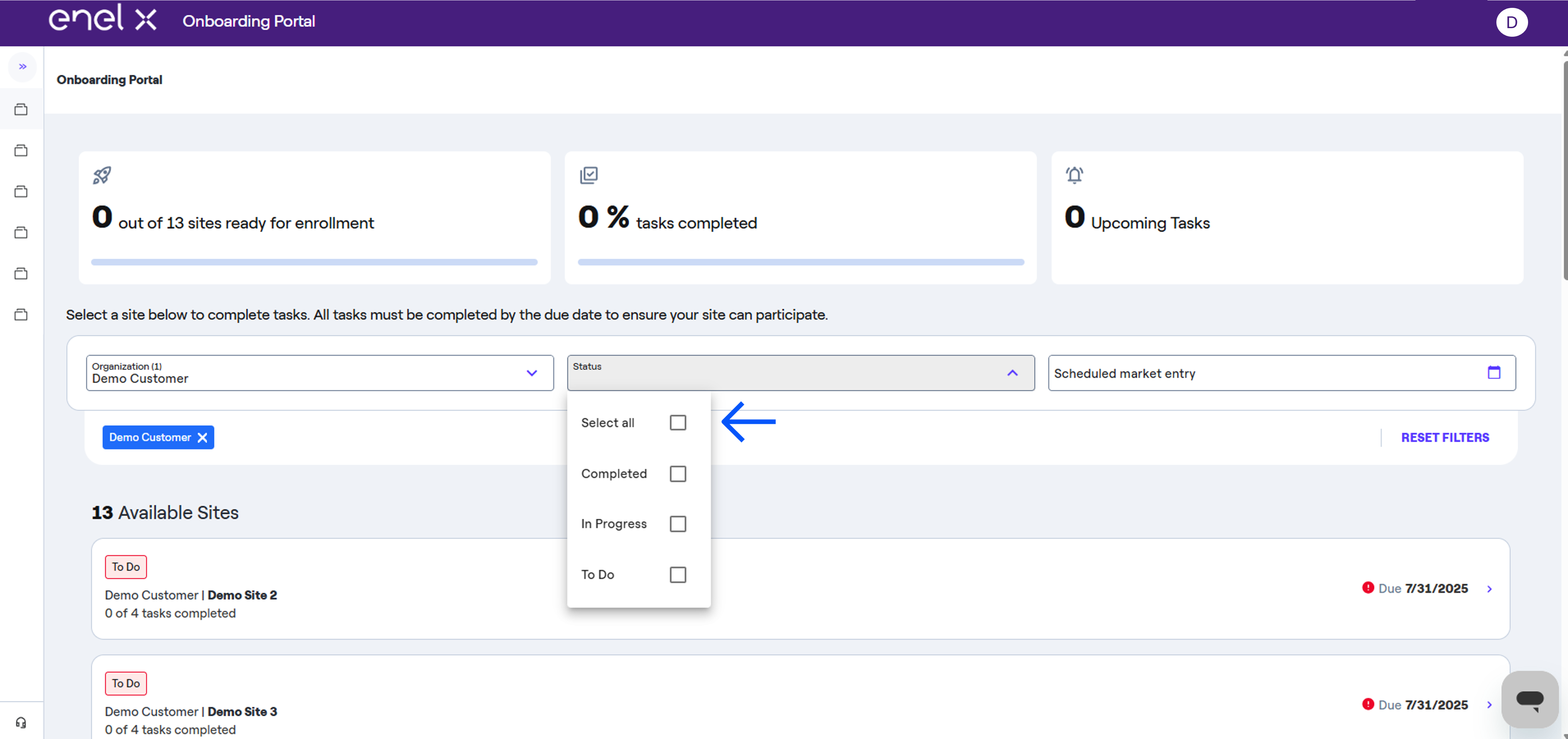 Onboarding Portal: Submit Energy Reduction Plan – Enel North America